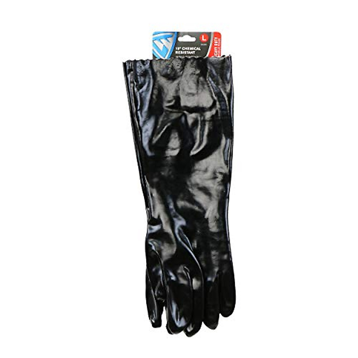 West Chester 12018 Chemical Resistant PVC Coated Work Gloves - Large, Black Fully Coated Safety Gloves with 18 in. Gauntlet Cuff. Workplace Safety Wear