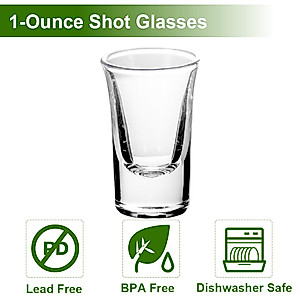 YULEER Shot Glass, 1-Ounce Whiskey Glass Set, Clear Heavy Base Shot Glasses Set of 18