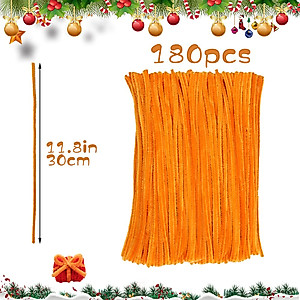 180 Pieces Pipe Cleaners Chenille Stem, Orange Craft Pipe Cleaners, 11.8inch Christmas Pipe Cleaners Chenille Stems for DIY Art Crafts Decorations Supplies (Golden)