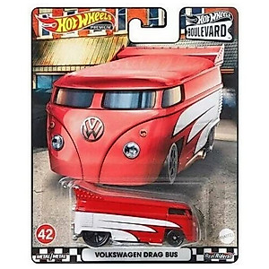 DieCast Hot Wheels Boulevard Volkswagens Drag Bus (Red) #42, Premium 1:64 Scale