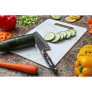 Lily's Home Kitchen Cutting Board (2-Piece Set) with Handles and in Marble Finish | BPA-Free Plastic, Non-Porous, Dishwasher Safe