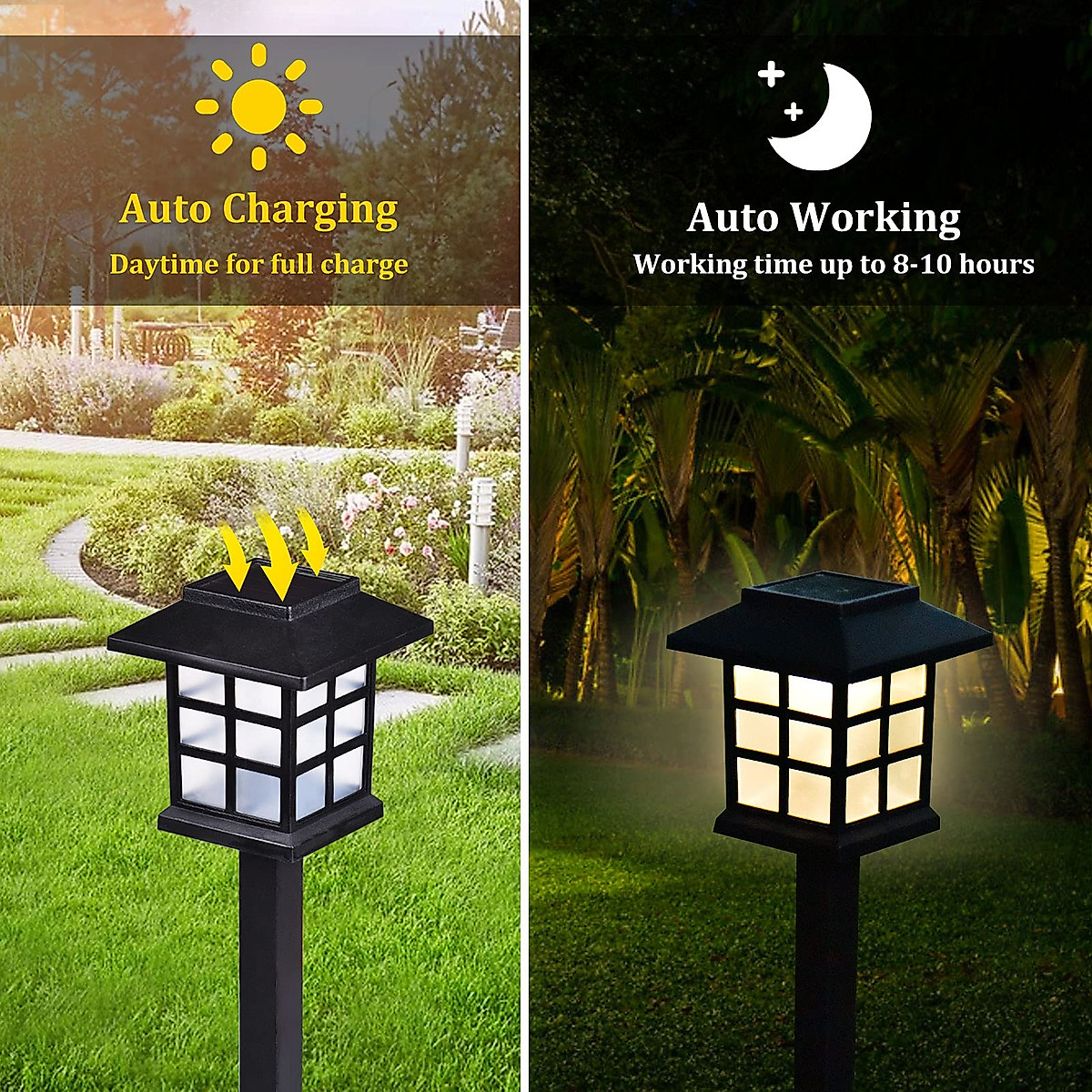 LIGHTSHINE 4 Pack Solar Pathway Lights, Solar Garden Lights outdoor, Waterproof Outdoor Lights for Lawn, Patio, Yard, Walkway, Driveway and Landscape.