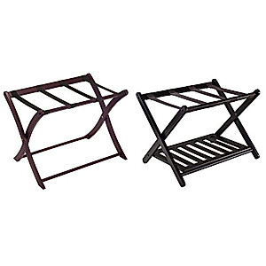 Winsome Wood Luggage Rack, Espresso + Winsome 92436 Luggage Rack with Shelf_Bundle