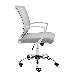 Modern Home Zuna Mid-Back Office Chair - White/Gray, 10.6D x 22.8W x 23.2H Inch