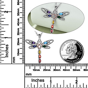 POPLYKE Dragonfly 7 Chakra Necklace for Women Sterling Silver Celtic Dragonfly Pendant Necklace Jewelry Mother Birthday Mom Gifts for Mom Wife