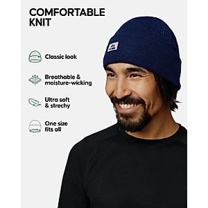DANISH ENDURANCE Sustainable Classic Beanie for Men & Women, Plain Kitted Hat, Blue, One Size