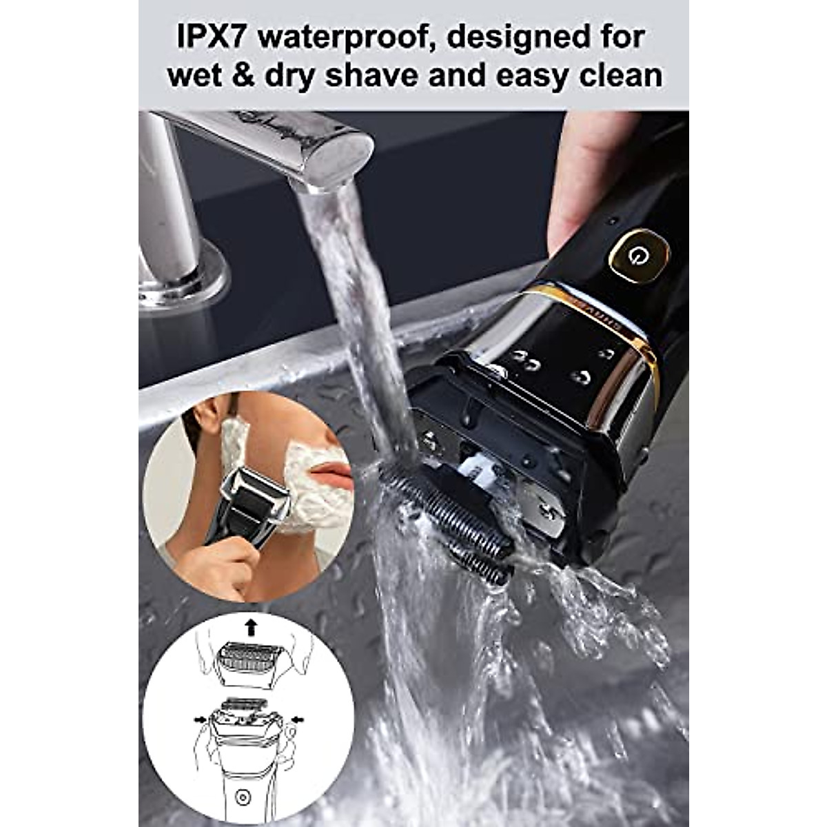 Men's Foil Electric Shavers, Electric Razor for Men Cordless USB-C Rechargeable Shaver with Pop-up Trimmer, Waterproof Wet and Dry Foil Razor with Travel Pouch LED Display for Face Beard Style