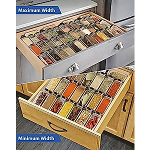 QIZENME Adjustable Spice Rack, 4 Tier Expandable Tray Drawer Organizer 12" to 24" Stackable Tray, Spice Storage Organizer Insert, for Spice Jars, Vitamins, Seasonings Kitchen Drawer Cabinet 2 Pack