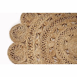 GRUHUM Handwoven 4ft Jute Area Rug-Natural Fiber Round Handmade Boho Farmhouse Rustic Vintage Soft Braided Reversible Rug-Indoor EcoFriendly Kitchen Bedroom Living Room Hallways Enterways 4'feet Round