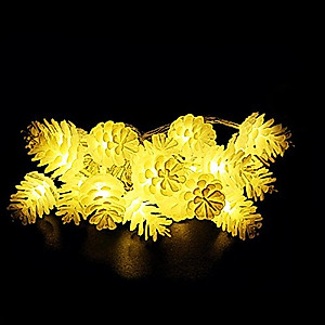 WONFAST Pine Cone Led String Lights, Waterproof 5m/16.4ft 20LED Outdoor Solar Powered Fairy Starry Lights for Gardens Christmas Trees Weddings Parties Indoor Holiday Decoration (Warmwhite)
