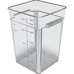 Carlisle FoodService Products Squares Square Food Storage Container with Stackable Design for Catering, Buffets, Restaurants, Polycarbonate (Pc), 22 Quarts, Clear