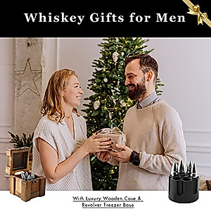 Gift for Fathers Day from Daughter Son Wife, Unique Whiskey Stones Bullets for Him Husband Grandpa Brother Anniversary Birthday, Cool Man Cave Gadgets Retirement Presents | Silver
