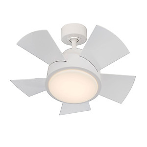Vox Indoor and Outdoor 5-Blade 26in Smart Ceiling Fan in Matte White with 3000K LED Light Kit and Remote Control works with Alexa and iOS or Android App