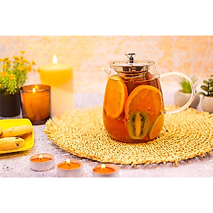 Aserson 1000 ml/33 oz Glass Teapot, Heat Resistant, Stainless Steel Infuser, Handmade, Leaf Tea Brewer, Borosilicate Glass, Stovetop Teapot and Microwave Safe