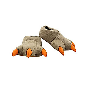 Jurassic World Kids Dinosaur 3-D Claw Feet Plush Slippers (2-3 M US Little Kid, Light Brown)
