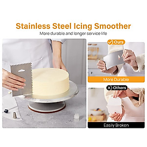 Kootek Aluminium Cake Turntable, 12 Inch Rotating Cake Stand, 35 pcs Cake Decorating Kit Supplies with 24 Numbered Icing Piping Tips, 2 Frosting Spatula, Pastry Bags and Other Baking Tools