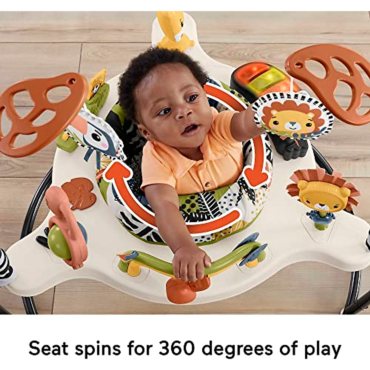 Fisher-Price Baby Bouncer Palm Paradise Jumperoo Activity Center With Music Lights Sounds And Developmental Toys