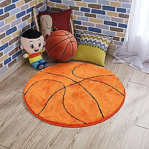 JeogYong Basketball Rug, Soft and Comfy Sports Themed Round Area Rugs Bedroom Living Room Carpet Kitchen Mat Bath Rugs for Bathroom, Basketball Themed Room Decor for Kids Bedroom Men Cave