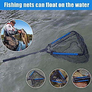Fishing Net,Floating Folding Landing Net with 7 Inch Fishing Pliers and Fishing Lip Gripper,Fishing Gear Fihing Tool Accessories for Fish Easy Catch and Release Freshwater and Saltwater