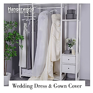 HANGERWORLD 72inch Breathable Wedding Gown Long Dress Hanging Garment Bag for Closet Storage (White)