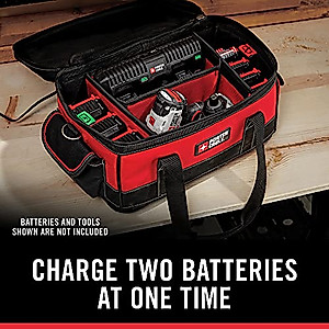 PORTER-CABLE 20V MAX* Lithium Battery Charger, Dual Port with 2 Batteries (PCCB122C2) , grey