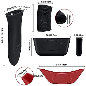 10 PCS Silicone Hot Handle Holder and Pot Holder Cover(with 2 Mini Oven Gloves),Removable Non Slip Hot Resistant Pot Holder Sleeves for Cast Iron Skillets Frying Pans Cookware Handles.