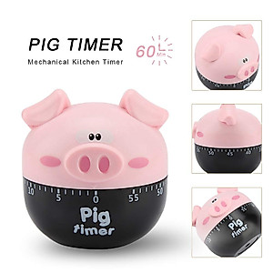 Cute Cartoon Pig Kitchen Timer Mechanical Timers Counters for Cooking Timing Tool Alarm Clock Portable Alarm Clock Kitchen Cooking Tool(Pink)