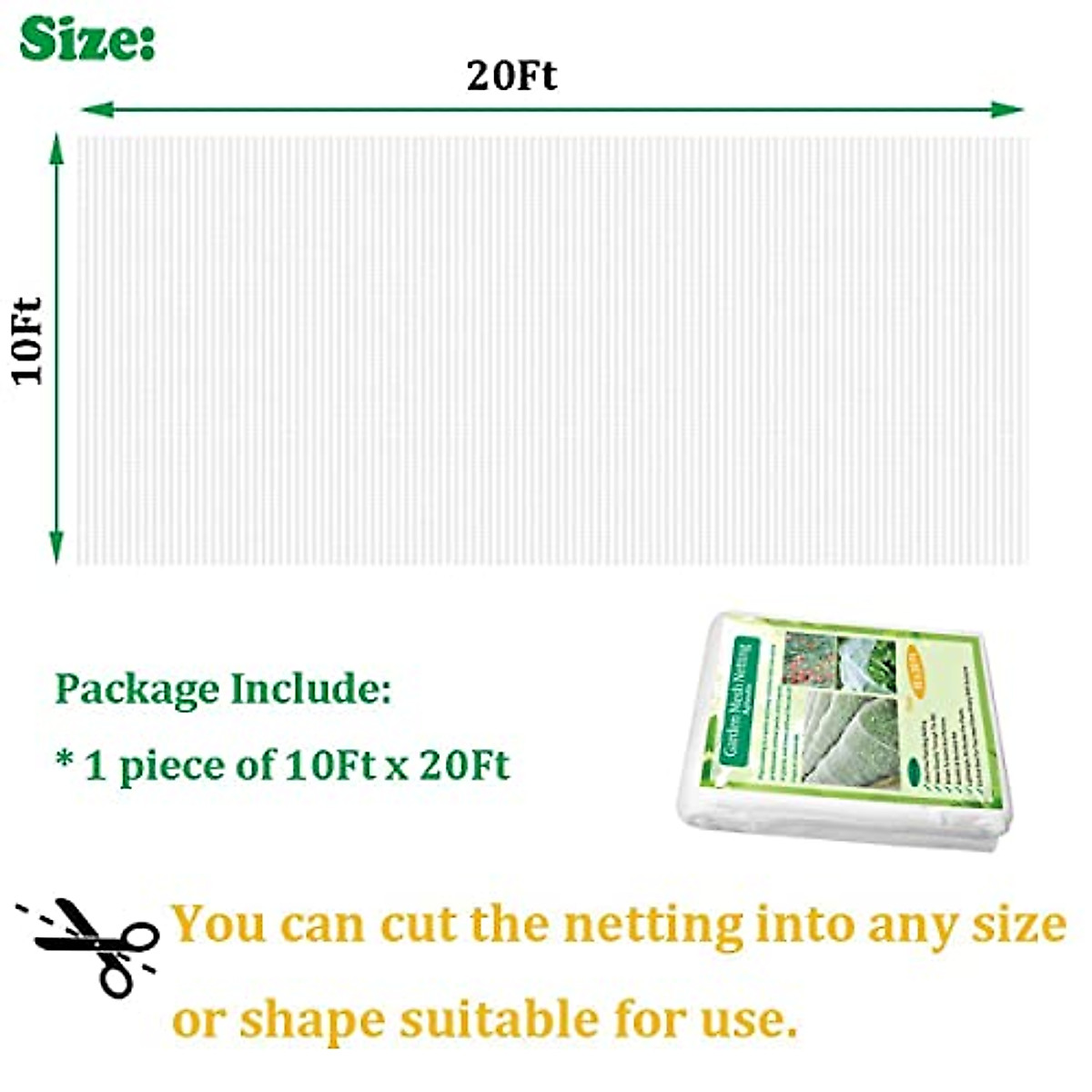 Garden Mesh Netting, Ultra Fine 10x20 Ft Insect Bug Netting Plant Cover for Protect Vegetable Crops Fruits Flowers, Tomato Protective Cover, Greenhouse Row Cover, Bird Netting, Blueberry Netting Cover