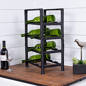 BIRDROCK HOME 12 Bottle Wine Rack - Free Standing Stand - Kitchen Countertop - Black Forged Metal - Vertical Shelf Storage Cabinet - Holder