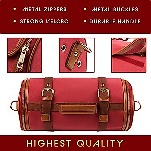 Pistivo Bartender Travel Bag - Portable Bar Case for Cocktail Creation, Barware Roll Bag Tool Set w/ Vegan Shoulder Strap, Storage Case Accessories, Perfect for Mixing Drinks, Burgundy