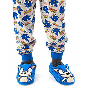 Sonic The Hedgehog Slippers Kids Plush Embroidered Face 3D Character Shoes 13.5 US Big Kid