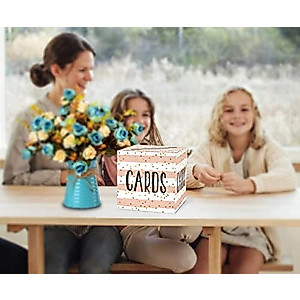 White and Pink Card Box – 8”*8”*8” Gift Or Money Box Holder for Wedding,Baby or Bridal Shower,Birthday, Graduation,Engagement, Party Favor, Decorations, 1 Set(hezi-A009)