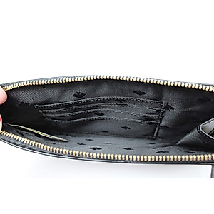 Kate Spade New York Cameron Medium L-Zip Leather Wristlet Pouch Wallet Black