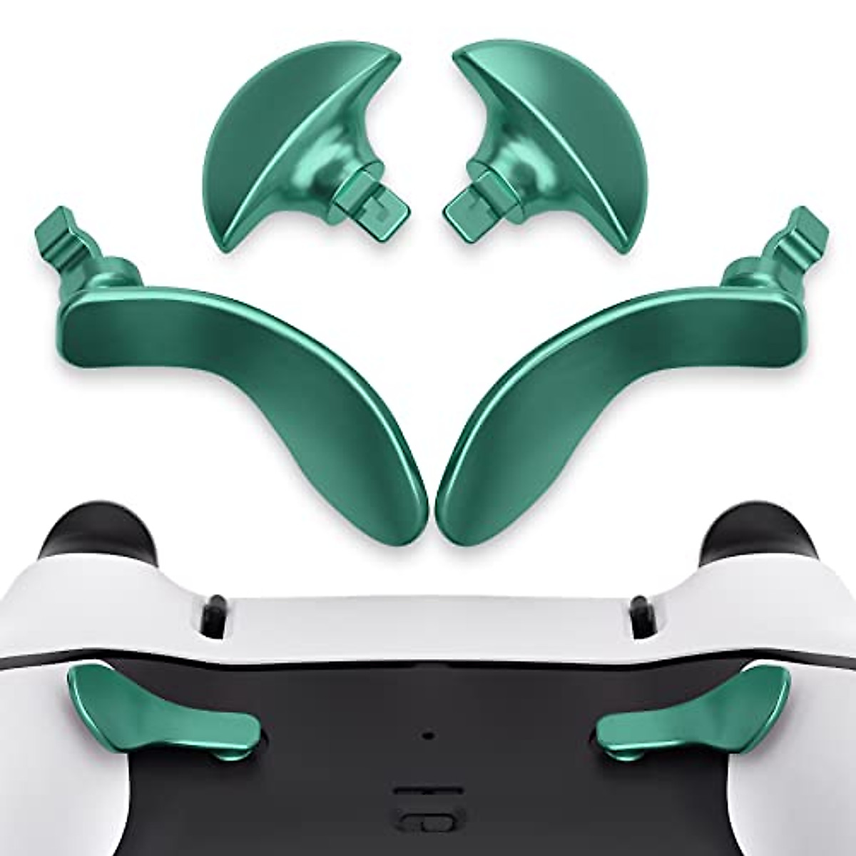 eXtremeRate Back Paddles for PS5 Edge Controller, Metallic Aqua Green Replacement Interchangeable 4PCS Metal Back Buttons for PS5 Edge Controller - Controller NOT Included