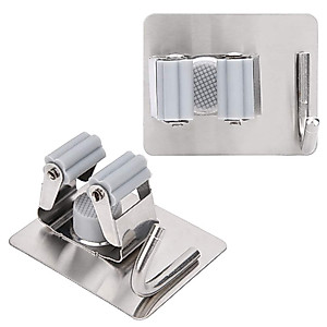 xianshi Wall Mounted Mop Broom Holder, Strong and Durable Easy Installation Mop Holder, Scratchproof Garage for Bathroom(Drawing a Single Hook Without Punching)