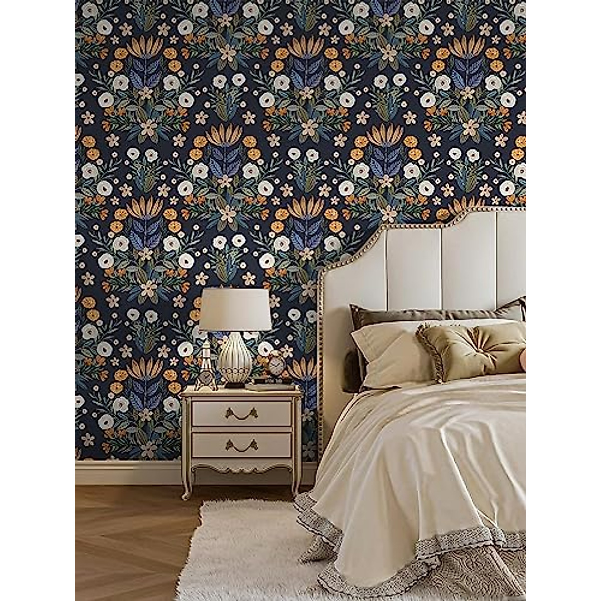 Floralplus Peel and Stick Wallpaper Boho Removable Wallpaper Boho Wallpaper Peel and Stick Leaf Floral Wallpaper for Renter Wall Decor Vinyl Forest Wallpaper 118 * 17.7in