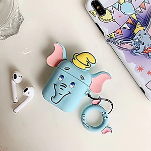 Semeving Compatible with Airpods Case,3D Cartoon Cute Design Silicone for Airpods 2nd Generation Case for Kids/Girls/Teens/Boys(Dumbo-Blue)