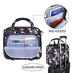 KROSER Rolling Laptop Briefcase Premium Rolling Laptop Bag Fits Up to 15.6 Inch Laptop Water-Repellent Overnight Rolling Computer Bag with RFID Pockets for Travel/Business/School/Women