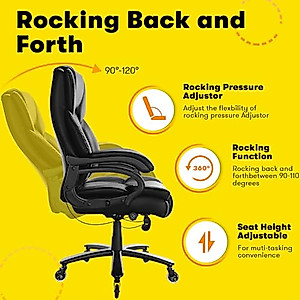 OFIKA Big and Tall Office Chair 500lbs - Adjustable Lumbar Support, Office Chair for Heavy People, Heavy Duty High Back Executive Desk Chair with Wide Seat and Quiet Rubber Wheels, Large Office Chair