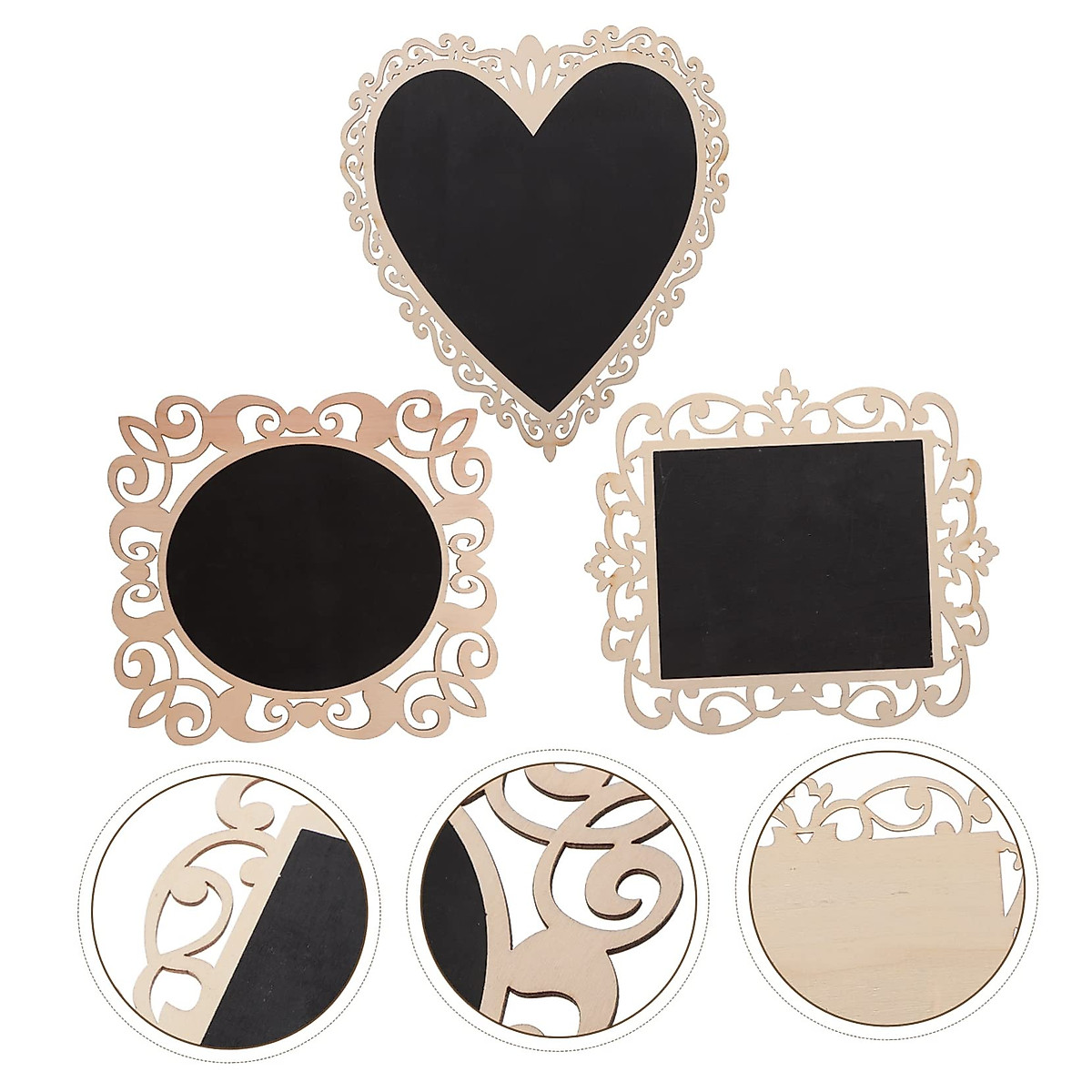 MAGICLULU 3pcs Small Blackboard Pendant Chalkboard Tags Hanging Message Blackboard Table Topper Price Tags Wedding Sign Message Board Sign Wood Tags Pendant Message Board Lip Gloss Wooden