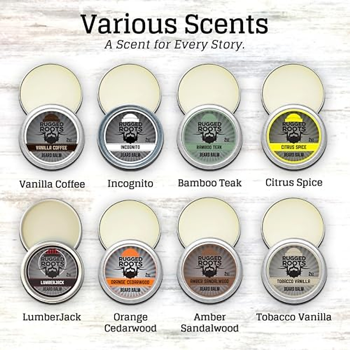 Rugged Roots Beard Balm for Smoothing & Defining Beard Hair | Long-Lasting Hold | Available in 8 Scents | 2 oz (Tobacco Vanilla)