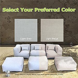 ANNYH CALALUNA 6Pc PATIO Furniture Sectional Conversation Set. Combines 3Middle, 2Corner, 1Ottoman/Coffee OUTDOOR Exp Foam Filled CHAIRS. A UNIQUE Modular Contemporary Sofa Could Gray (Sand Beige)