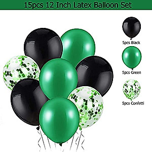 Birthday Decorations for Men Green and Black Party Decor Supplies Boy Including Happy Birthday Banner Confetti Latex Balloon Foil Balloon and Ribbon