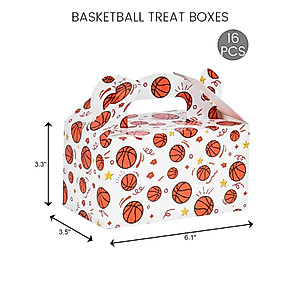 JOHOUSE 16PCS Party Favor Boxes, Basketball Party Favors Boxes Goodie Bags Treat Boxes for Sports Birthday Party Decorations 6.1×3.5×3.3 inch