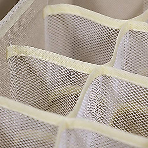 TENABORT 6 Pack Foldable Drawer Organizer Dividers Cloth Storage Box Closet Dresser Organizer Cube Fabric Containers Basket Bins for Underwear Bras Socks Panties Lingeries Nursery Baby Clothes Beige