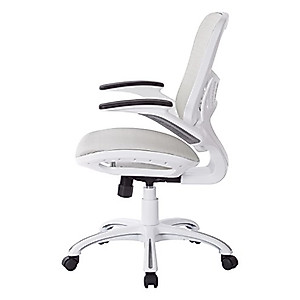 Office Star Ventilated Manager's Office Desk Chair with Breathable Mesh Seat and Back, White Base, White