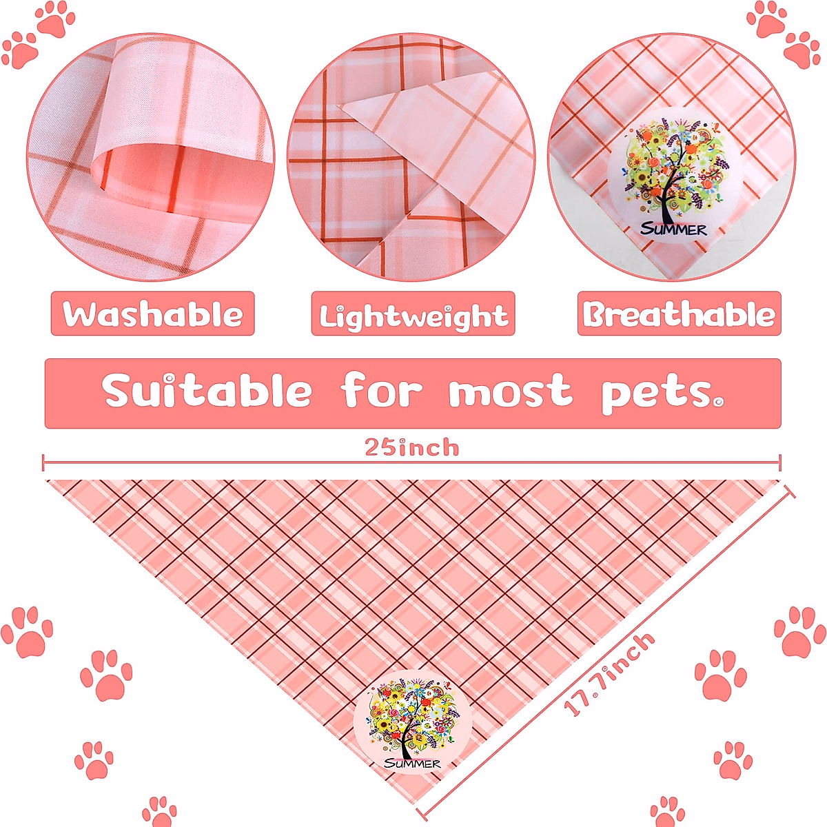 4 Pieces Dog Bandanas Scarf Dog Spring Summer Autumn Winter Season Theme Party Supplies Plaid Seasonal Holidays Dog Bandana Washable Dog Triangle Kerchief Bibs for Dogs Cats Pet Costume Supply