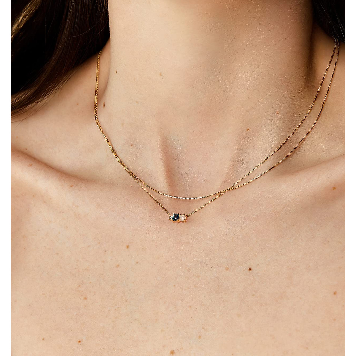 Vavily Minimalist Thin 18K Gold Chain Box Necklace Short Small Gold Chain Choker Necklaces for Women