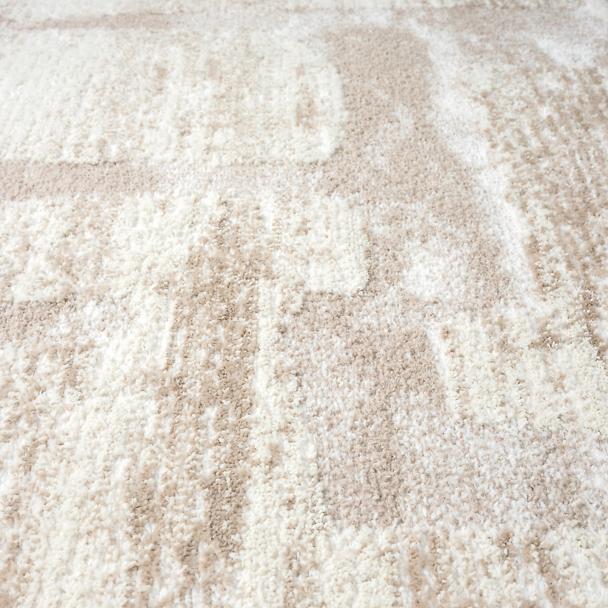 Abani Cream Area Rug for Living Room, Bedroom - Block Pattern- 8' x 10' -Durable & Easy to Clean