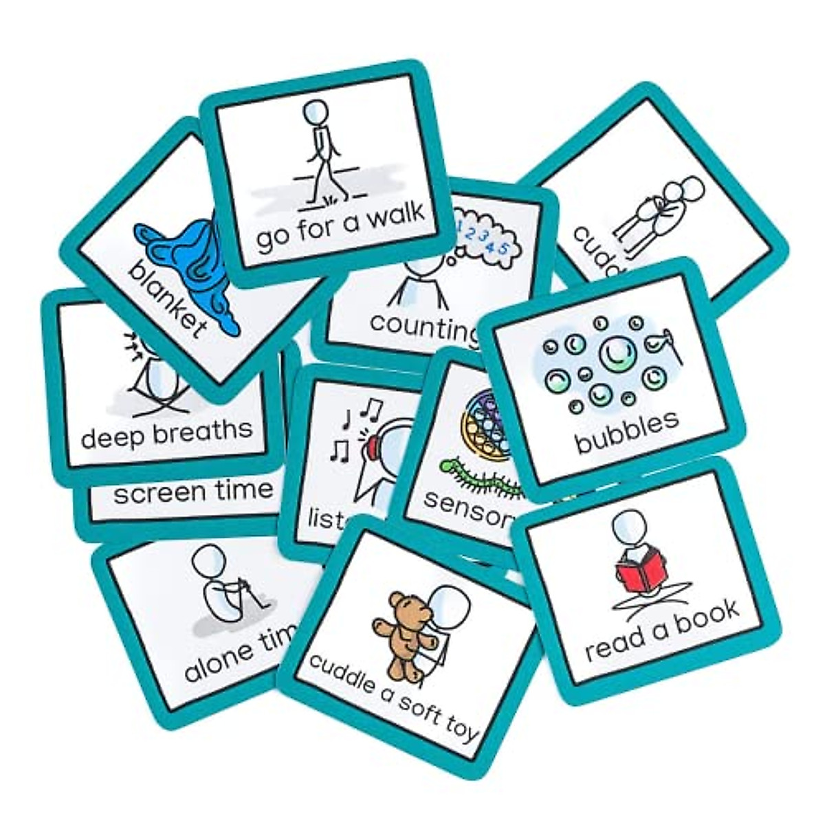 Calming Chart to reduce anxiety, support behaviour management and anger management, using visual aids, visual symbols, picture cards to support adhd, autism, aspergers